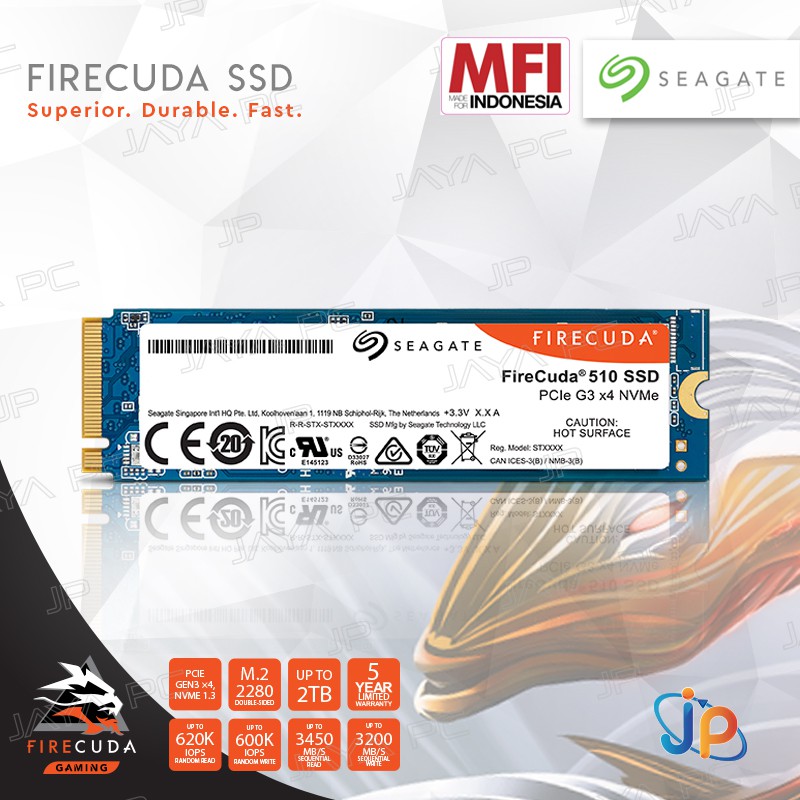 Seagate Firecuda SSD 510 M.2 Pcie Nvme 2280 500GB - 3D Nand M2 500 GB ...