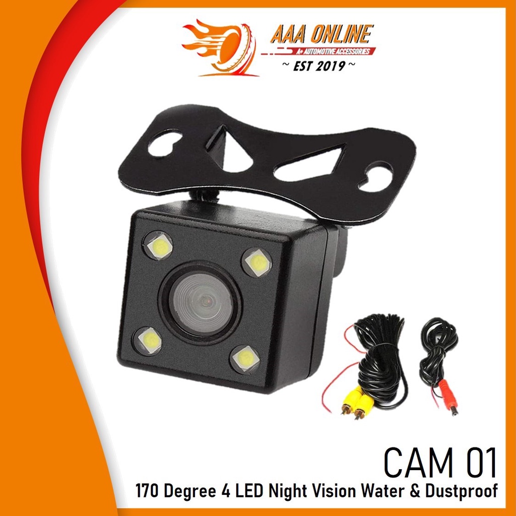 Car Rear View HD Reverse Camera 170 Degree 4 LED Night Vision Water ...