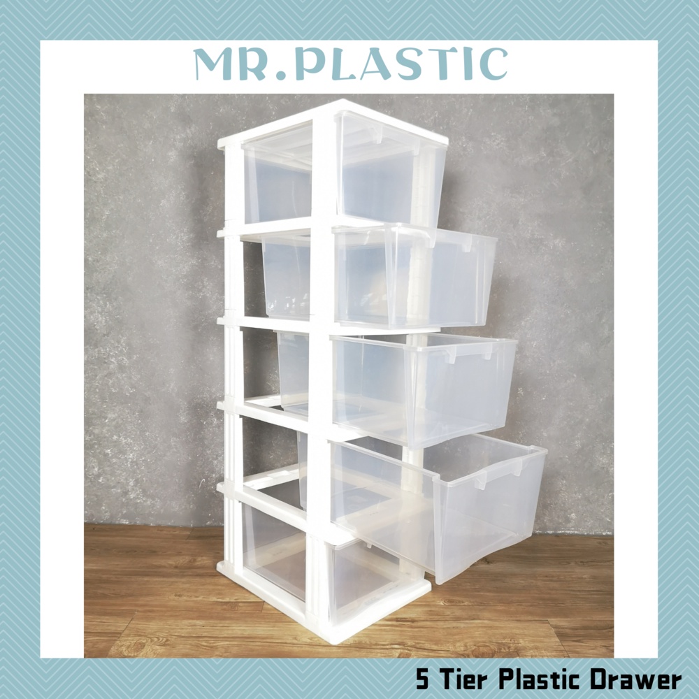 Minimalist 5 Tier Plastic Drawer Cupboard Rack For Clothes Storage ...