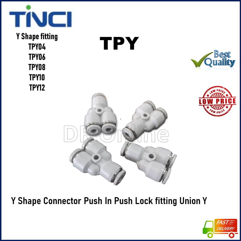 TNCI PNEUMATIC FITTING UNION Y SHAPE CONNECTOR TUBE TYPE, TPY-4MM,6MM ...