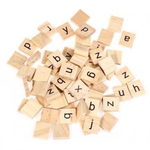 100PCS WOODEN SCRABBLE TILES LOWERCASE LETTERS BOARD ALPHABET TOY ...