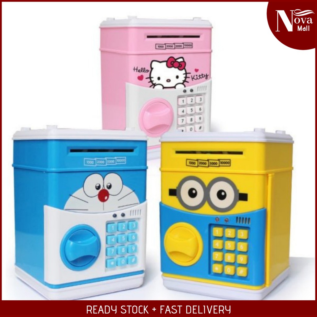 Kids ATM Saving Money Box Cash Coins Storage Toys Mainan Tabung Comel ...