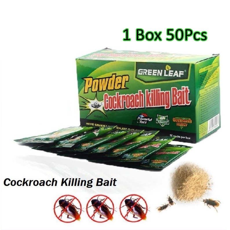 50PCS GREEN LEAF Cockroach Killer Powder Killing Bait Ubat Lipas ...