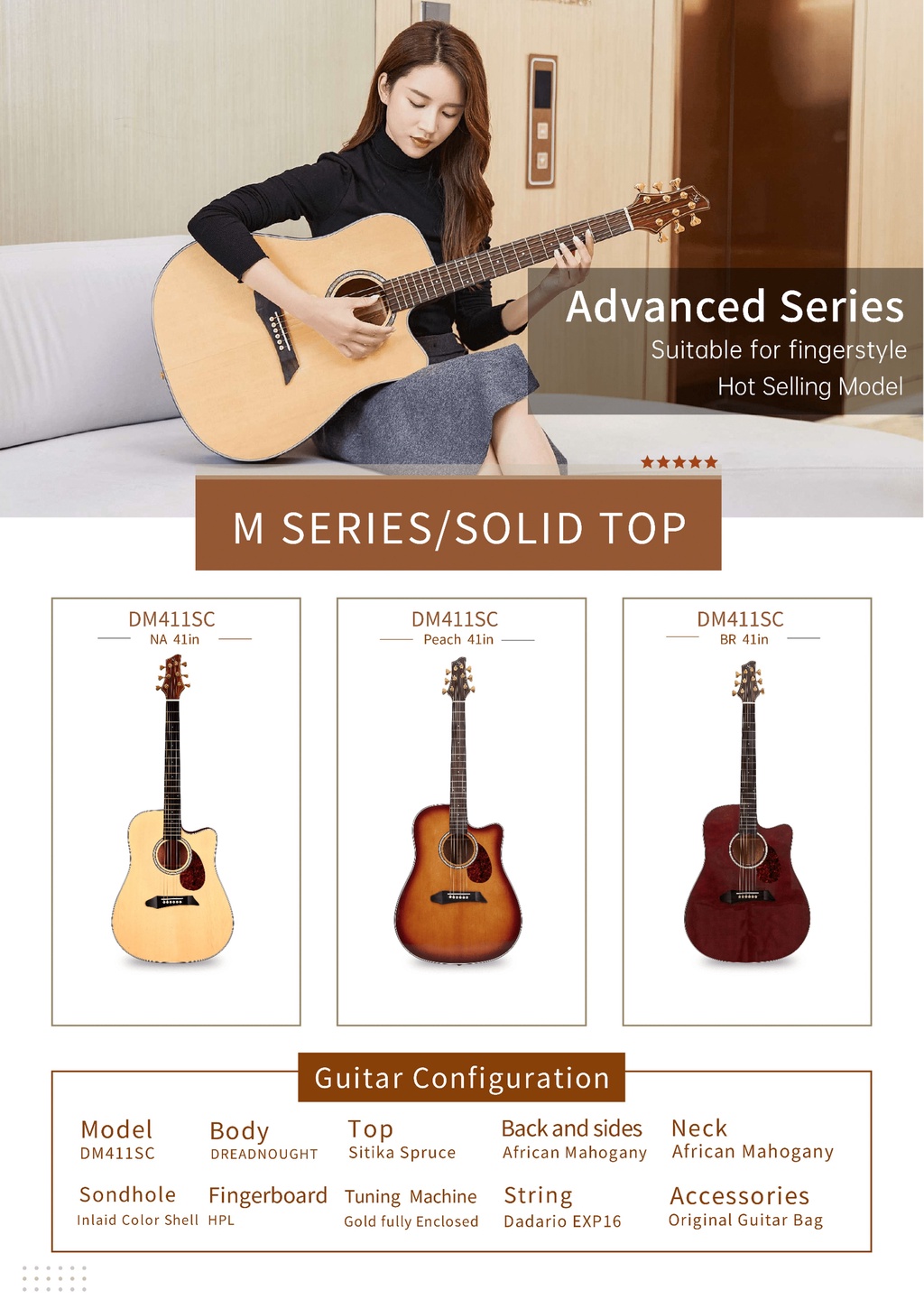 NG Northerly Gale Guitar GT500 GT-series Acoustic Guitar for Beginner ...