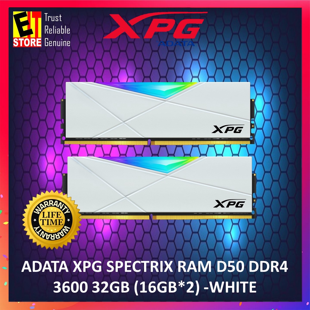 ADATA XPG SPECTRIX RAM D50 DDR4 3600 32GB(16GB x 2) DUAL CHANNEL GAMING ...