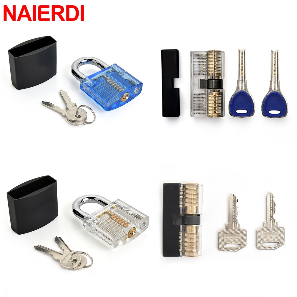 NAIERDI Visible Practice Padlock Copper Lock Pick Tools Transparent ...