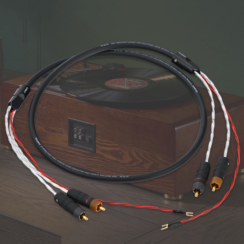 Sterling Silver HiFi Audio RCA Cable with Ground Wire for LP Vinyl ...