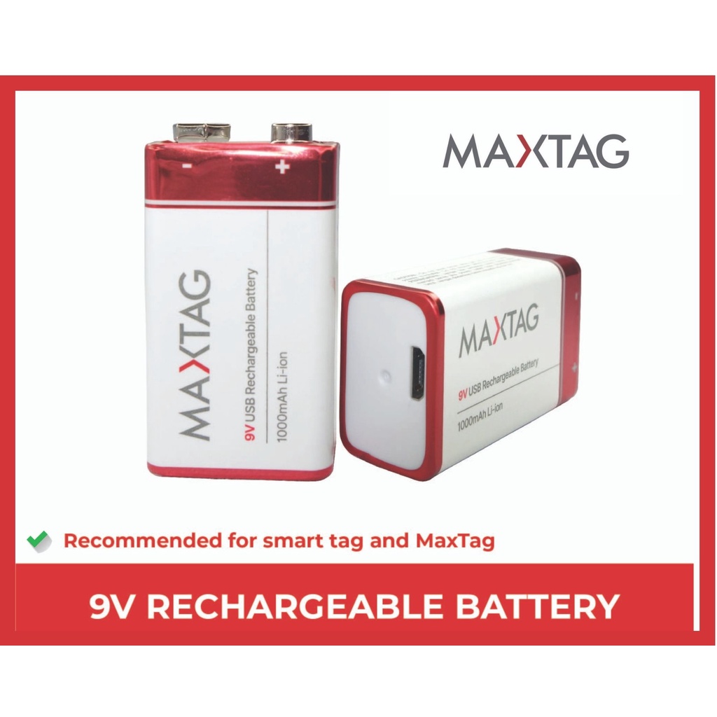 [READY STOCK] MaxTag 9V 1000 mAh Li-ion Micro USB Rechargeable Battery ...
