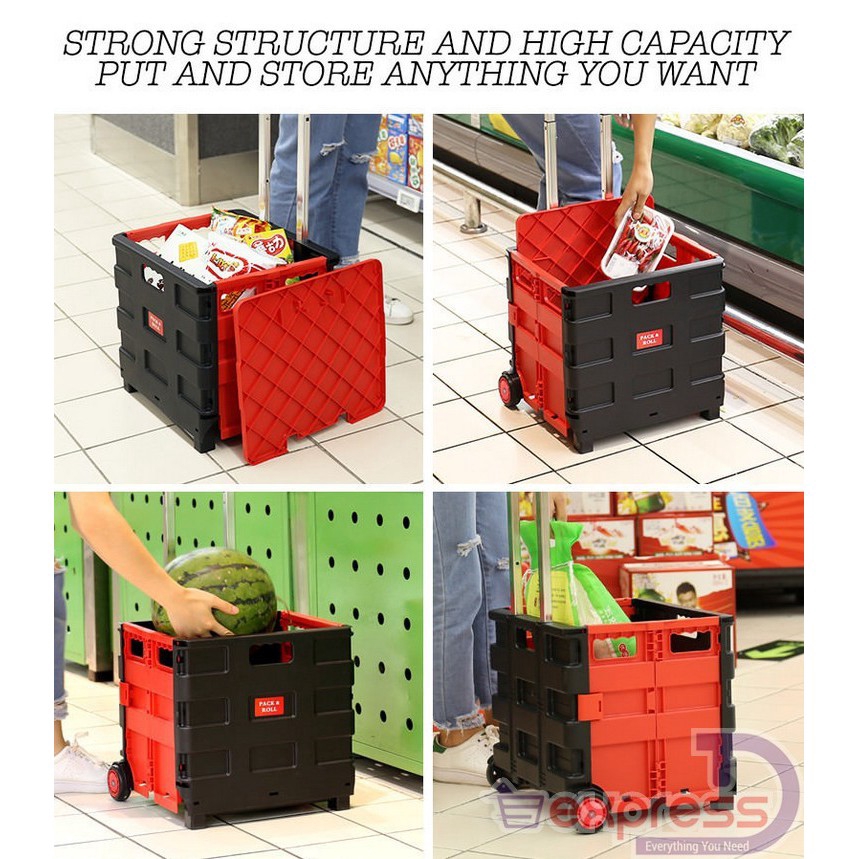 Folding 45L Shopping Cart Trolley Load 25KG Fishing Foldable Storage ...