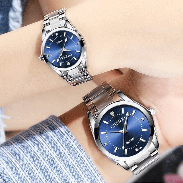 Lover Couple Watch Classic Simple Silver Stainless Steel waterproof Men ...