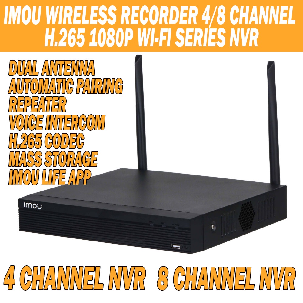 IMOU H.265 1080P WI-FI SERIES WIRELESS RECORDER 4/8 CHANNEL NVR DUAL ...
