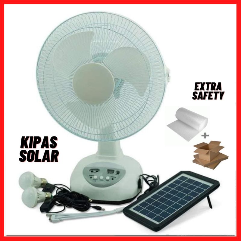 Solar fan 12" Portable Rechargeable Solar Table Fan Kipas Solar Boleh ...