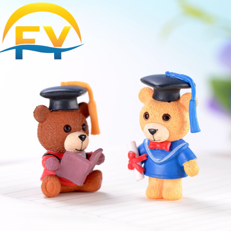 FY Miniature Garden Graduation Bear Gift Succulent Terrarium Cake ...