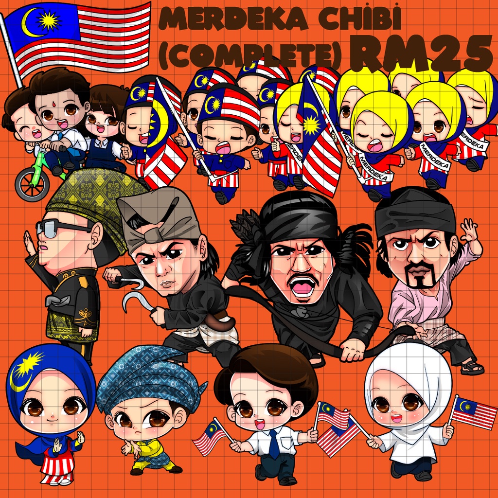 DOODLE TEMA MERDEKA CHIBI | Shopee Malaysia