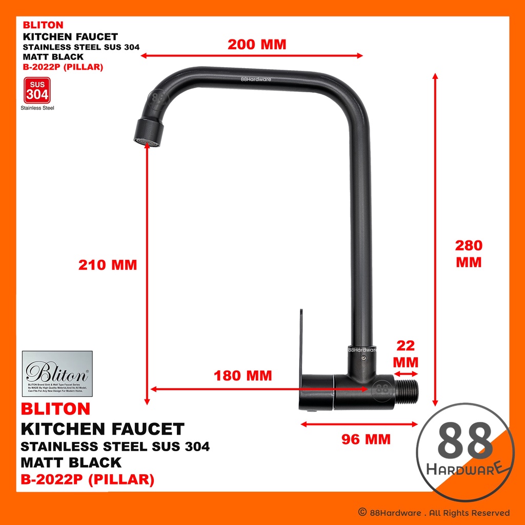 BLITON Stainless Steel SUS304 black paip sinki / paip sinki dapu ...