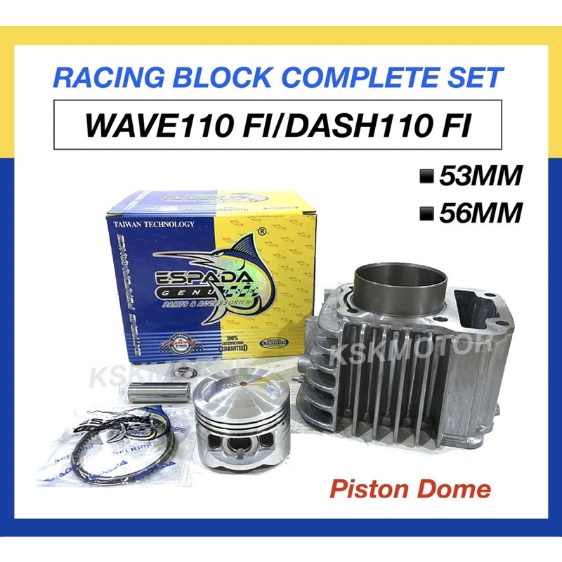 Racing Block Wave110 FI/DASH FI(53mm/56mm)Set ESPADA(blok racing dash ...