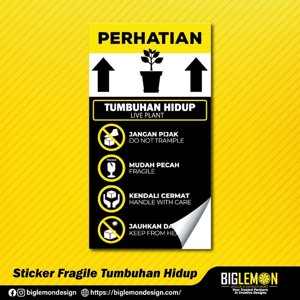 Sticker Fragile Tumbuhan Hidup (12pcs)/ Sticker post pokok hidup ...