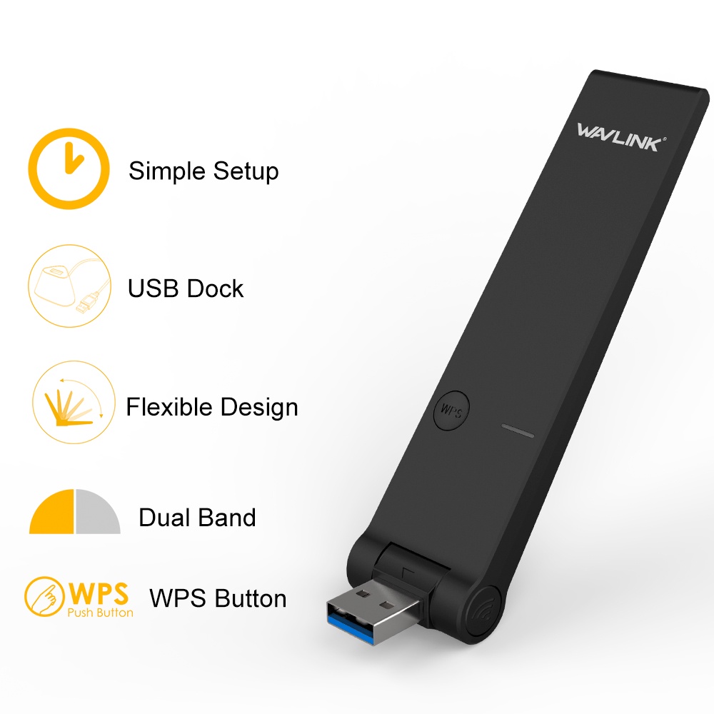 Wavlink AC1300 Wireless Dual Band USB 3.0 Adapter with Included USB ...