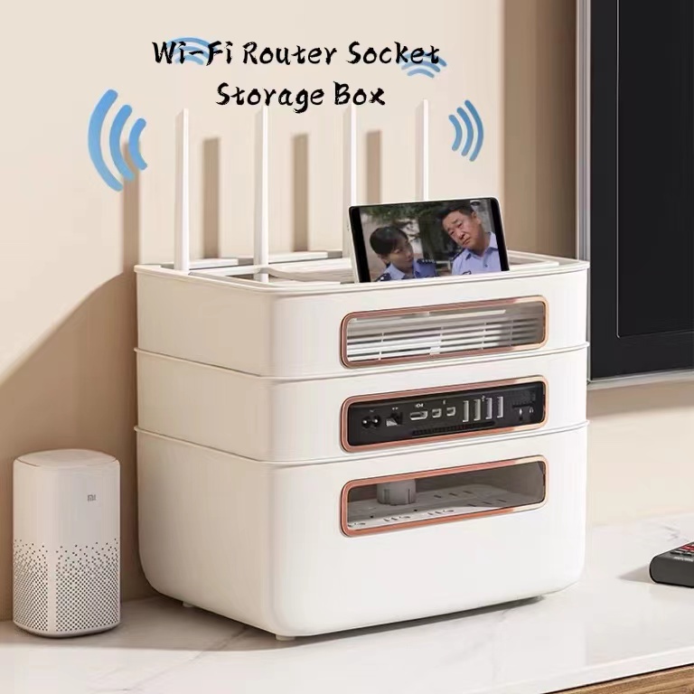 WiFi Router Storage Box Wire TV Set Top Box Shelf Socket Optical Cat ...