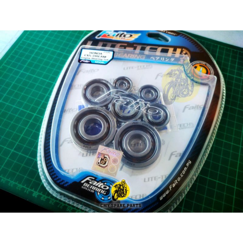 HONDA EX5 DREAM/WAVE100 FIBER/STANDARD ENGINE BEARING SET 100% FAITO ...