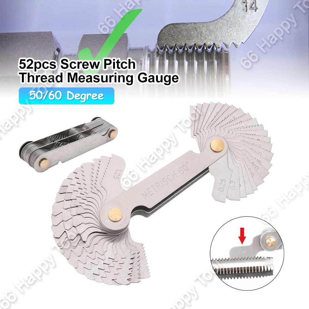 52pcs Screw Thread Tooth Pitch 55/60 Degree Thread Measuring Gauge ...