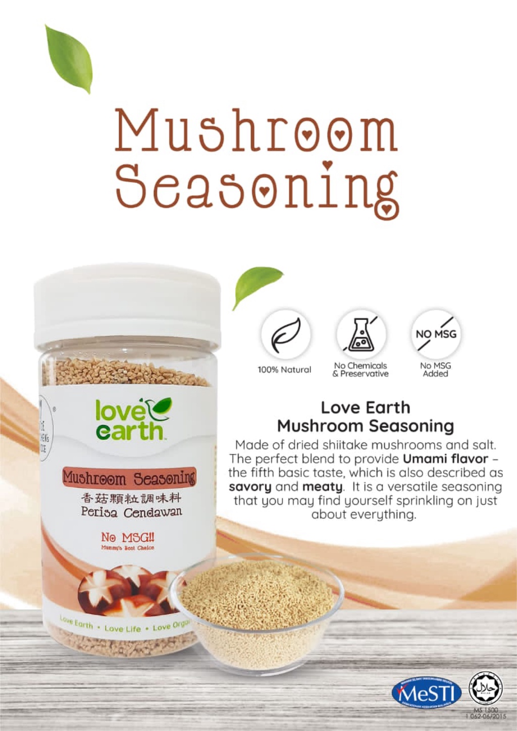 SERBUK PERASA CENDAWAN LOVE EARTH MUSHROOM SEASONING 150g LULUS FASA 1 ...