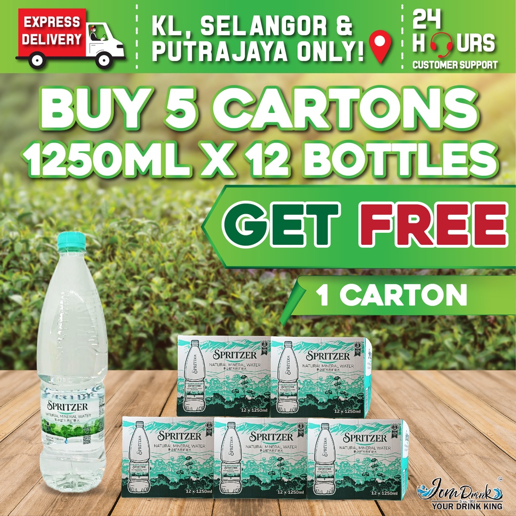 BUNDLE OF 5 CARTONS : SPRITZER MINERAL WATER 1250ML x 12 BOTTLES | Shopee Malaysia