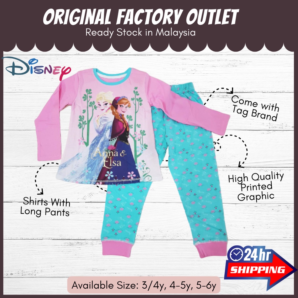 Disney Frozen Elsa Anna Pyjamas Girl With Tag | Shopee Malaysia