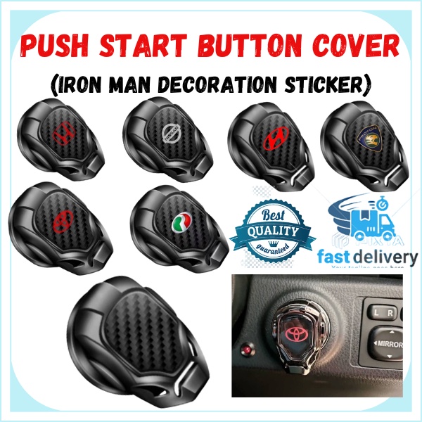 Carbon fiber Alloy Car Engine Ignition Push Start Button Cover ...