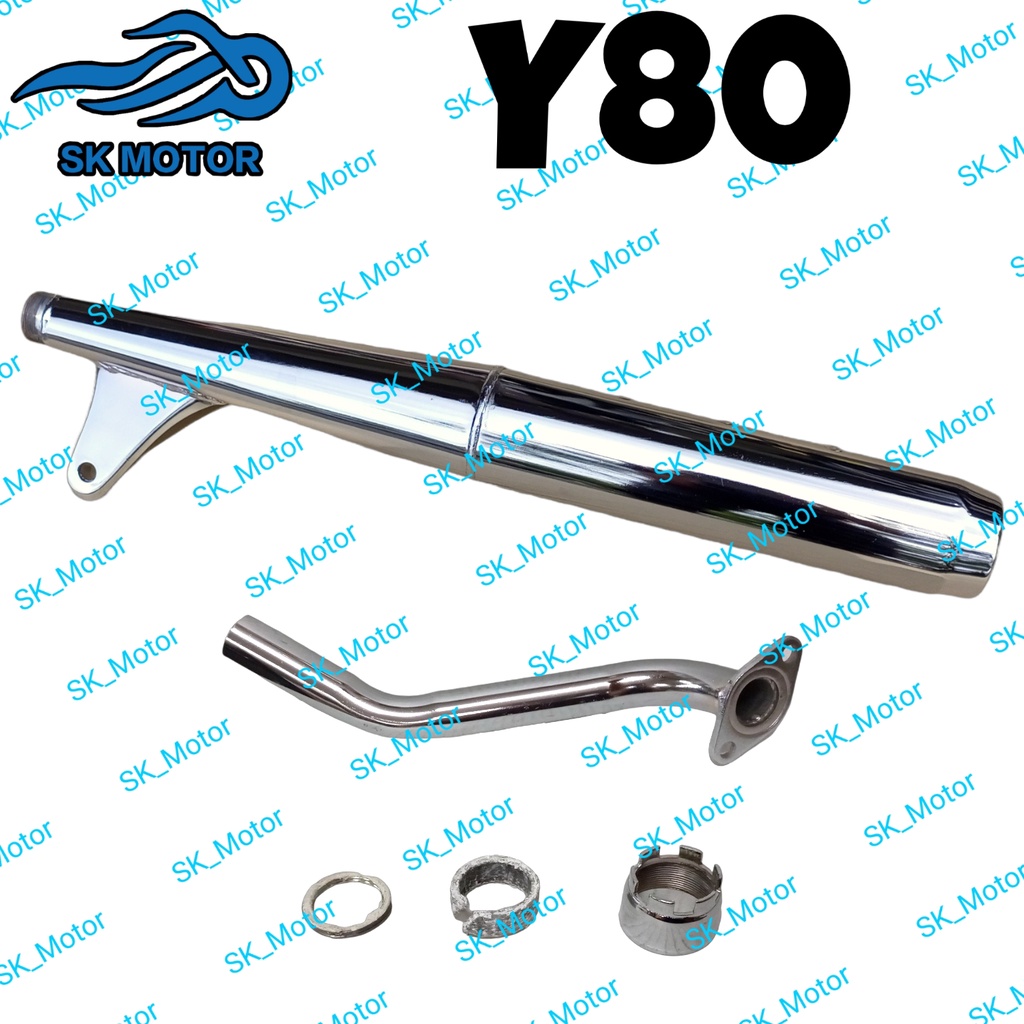 Yamaha Y80 Exhaust Pipe Ekzos Ezos Muffler Assy Neck Leher Exhaust Manifold Chrome Centre Nut ...