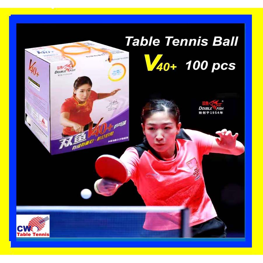Double Fish V40+ 100's 40mm White No Star Table Tennis Ball Ping Pong Ball (READY STOCK ...