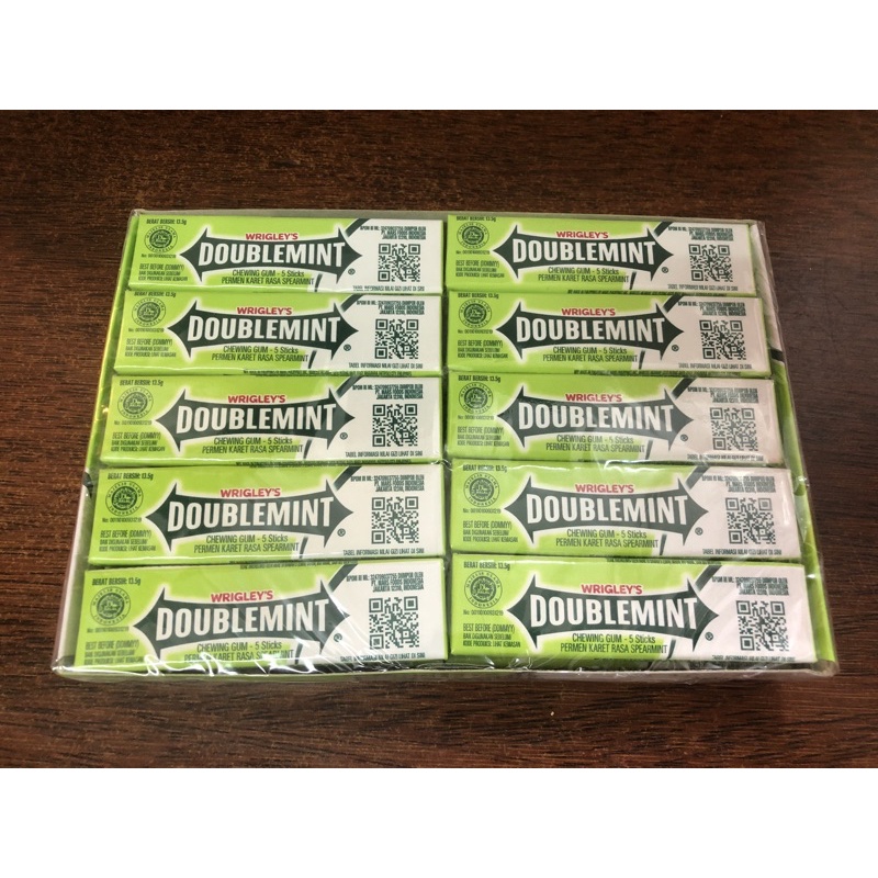 WRIGLEY'S DOUBLEMINT CHEWING GUM PEPPERMINT/SPEARMINT FLAVOR 20x5sticks ...