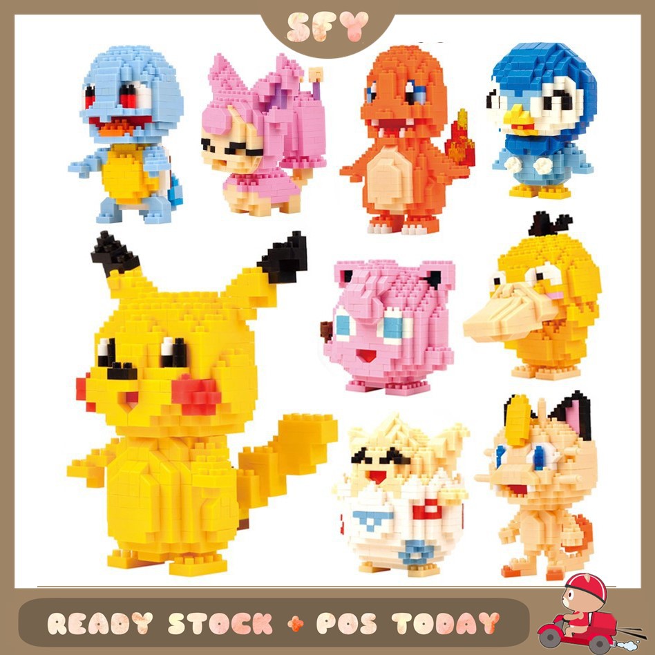 Ready Stock🧩 Pokemon Series Lego Pikachu Nano Block DIY Pokeball Toys ...