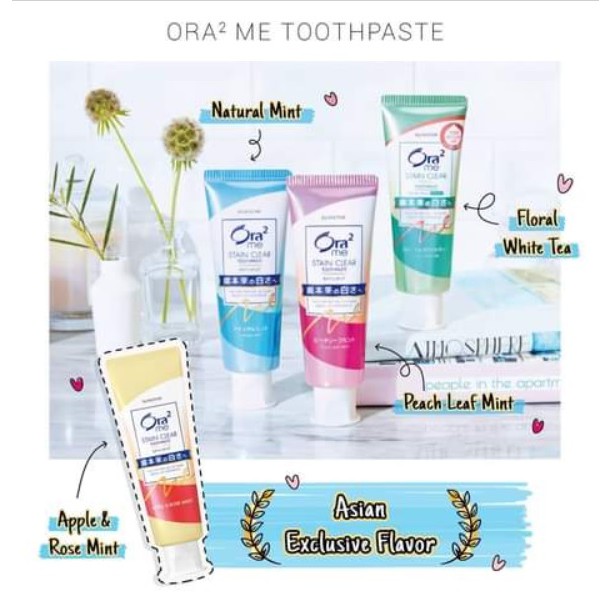 ORA2 Me Stain Clear Toothpaste Natural Mint / Peach Leaf Mint / Apple & Rose Mint / Floral White ...