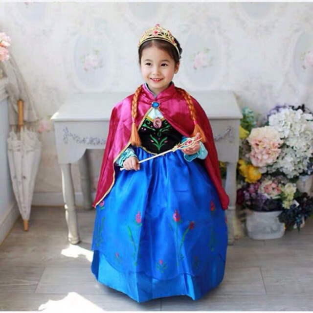 *Ready stock* Disney Princess frozen Anna costume dress with cloak ...