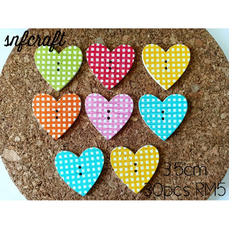💥HOT ITEM💥 20PCS LOVE DOT WOOD BUTTON | Shopee Malaysia