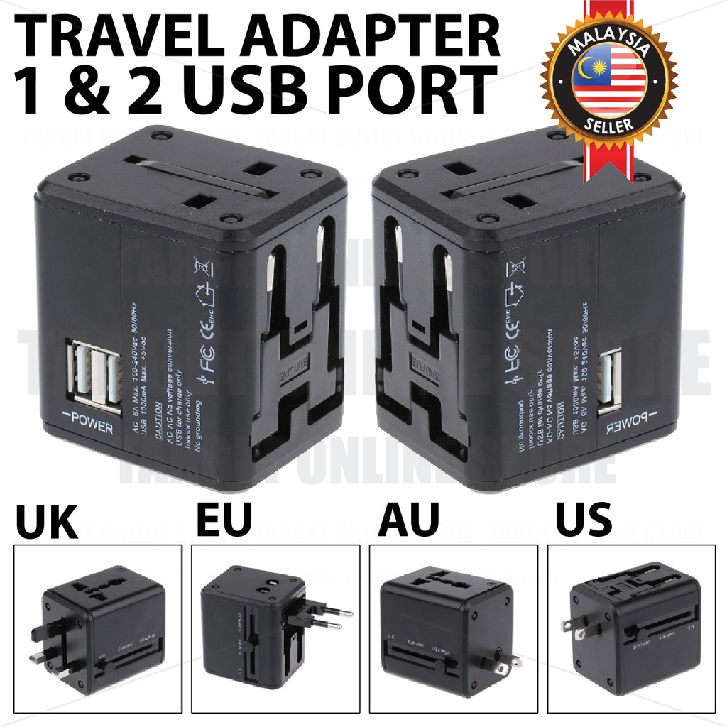 Universal Travel Adapter Multisocket Plug All-In-One Single Dual USB ...