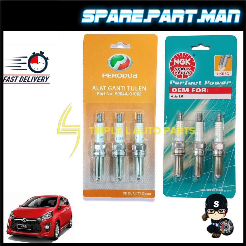 PERODUA / NGK SPARK PLUG AXIA LKR6C NGK GENUINE PARTS (3PCS) (9004A ...