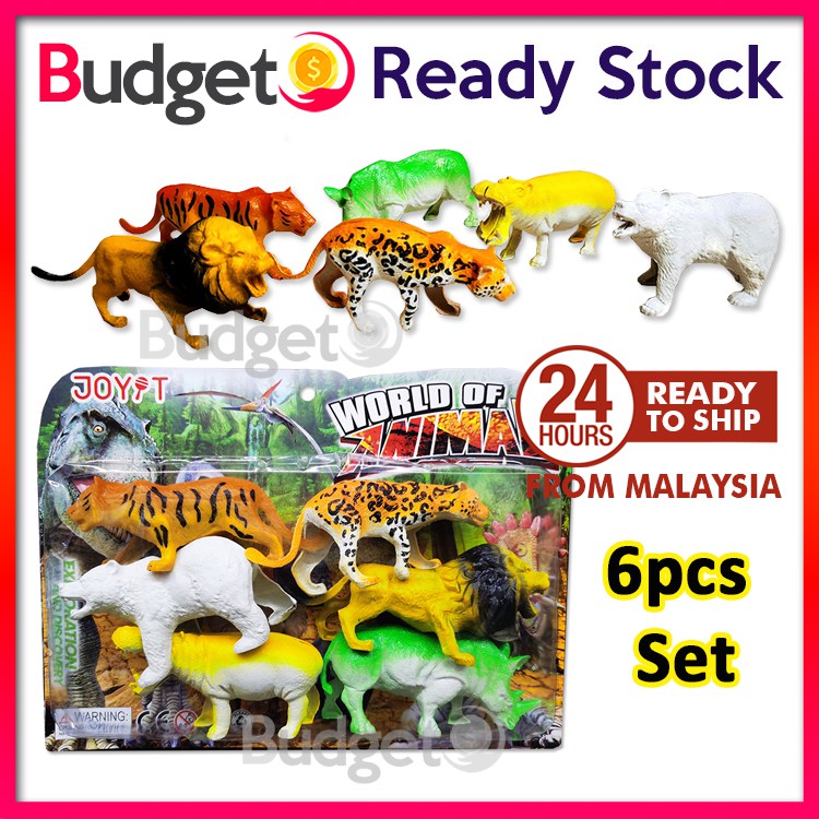Ready Stock*6pcs Zoo Animals Toy Wild Life Safari Toy Animals Toy Set ...