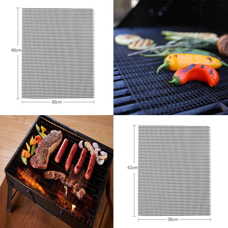 Non Stick Grilling Mats BBQ Mesh Square Barbecue Sheet 30*40cm Roaster Kitchen | Shopee Malaysia