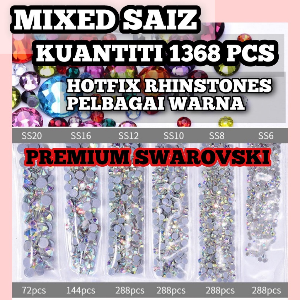 READY STOCK Batu Tampal Hotfix Rhinstones/Batu Manik Tampal /Saiz SS6 - SS 30 (Iron On) | Shopee ...
