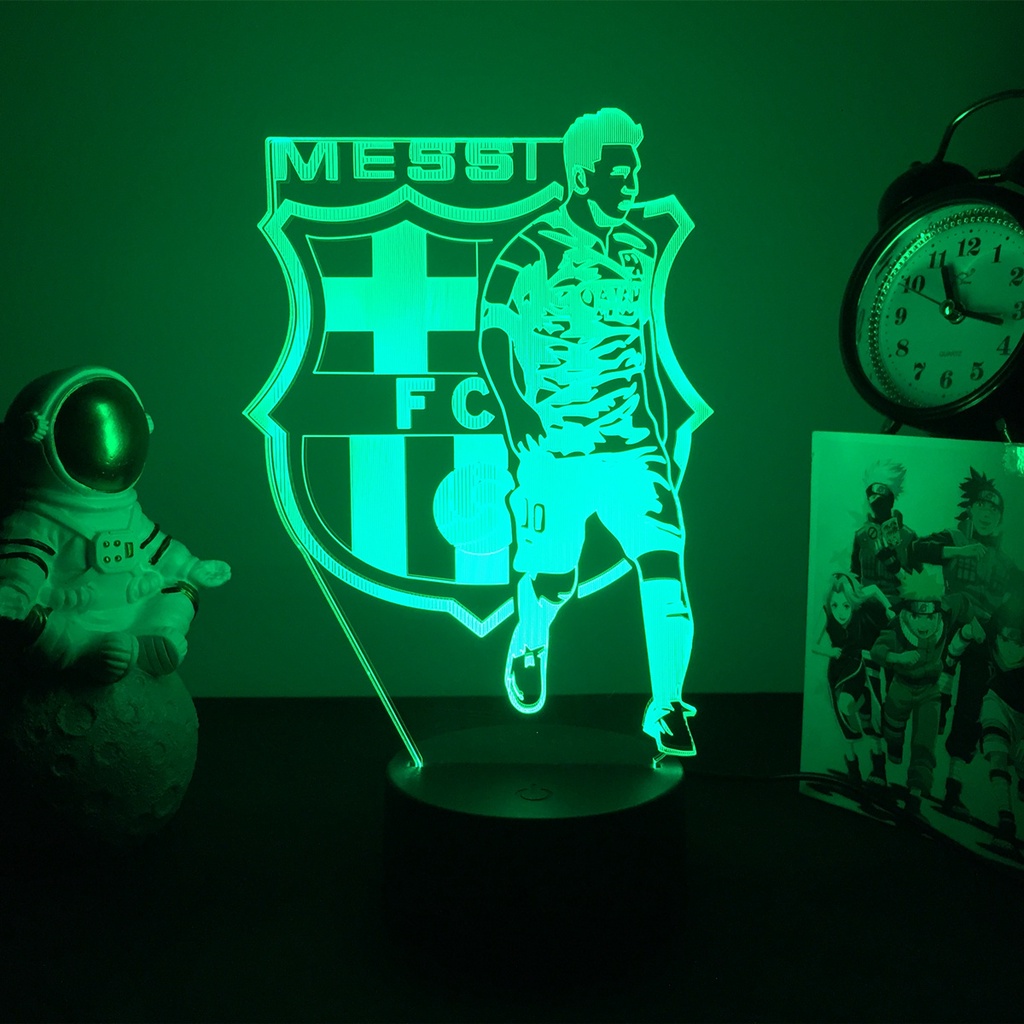 Soccer Star Leo Messi Figure 3D Night Light for fan Birthday Gift Room ...