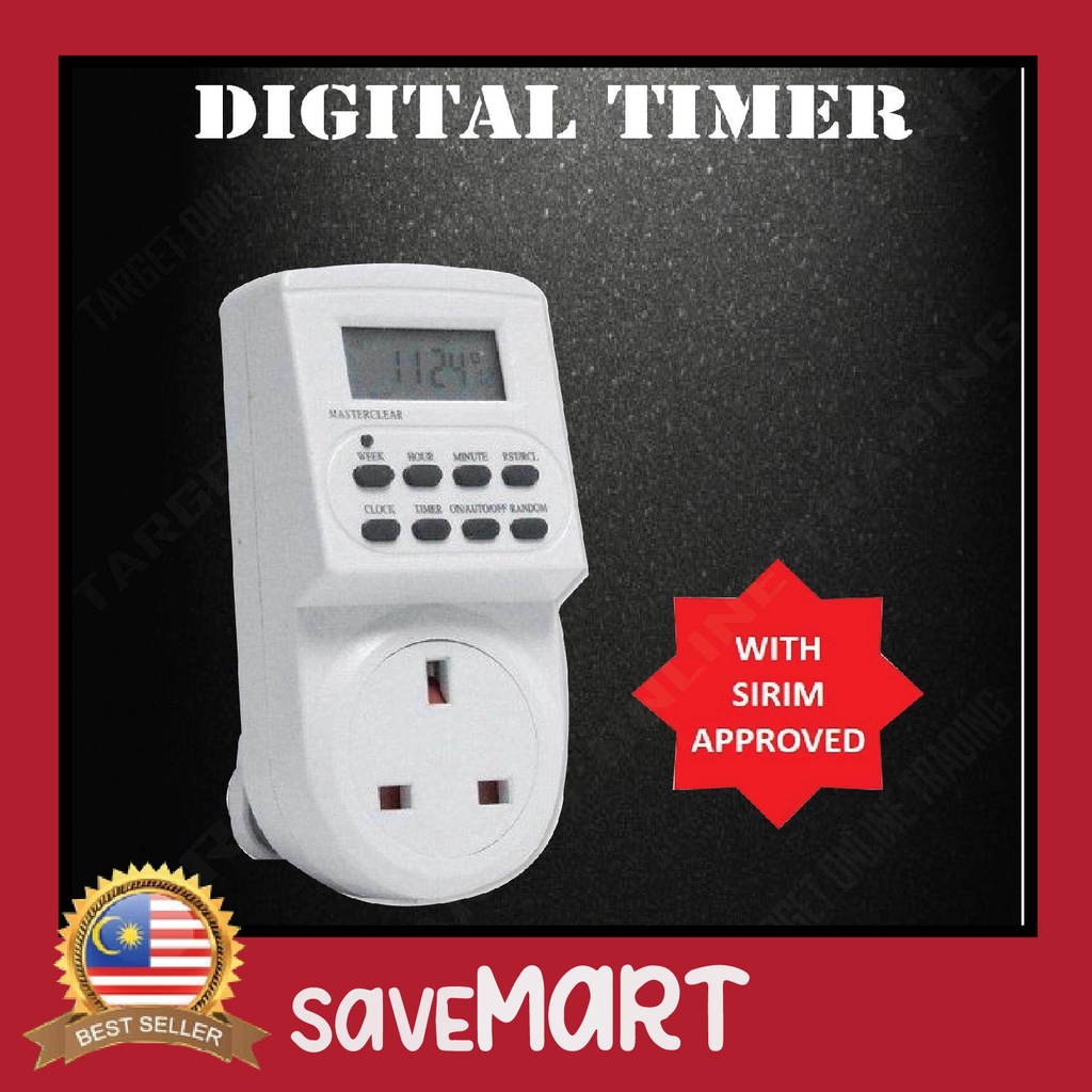(SIRIM APPROVED) Electronic Digital Timer Socket Plug with LCD Display/Plag Soket Dengan Paparan ...