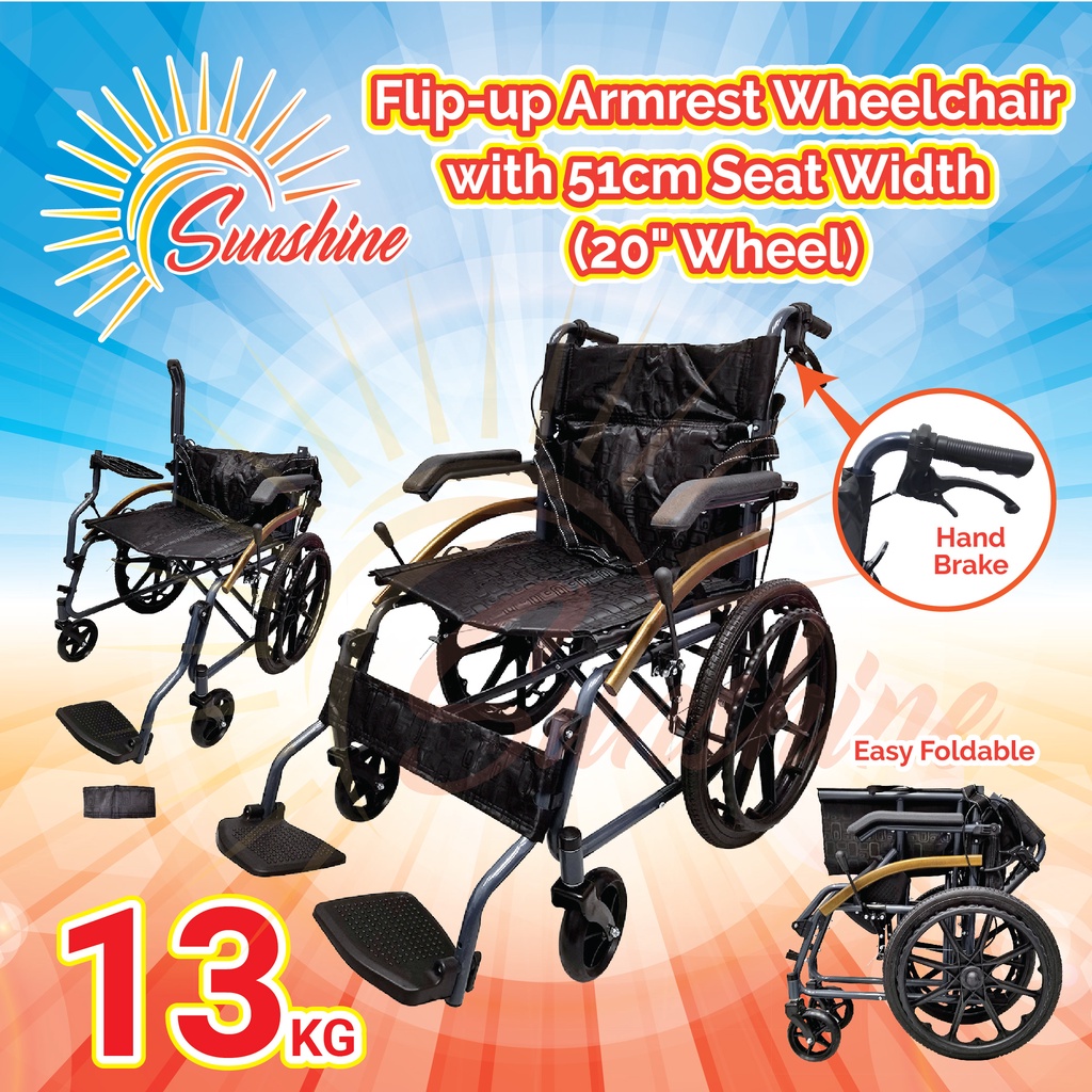 Kerusi Roda Flip-up Armrest Wheelchair With 51CM Seat Weidth ( Leather ...