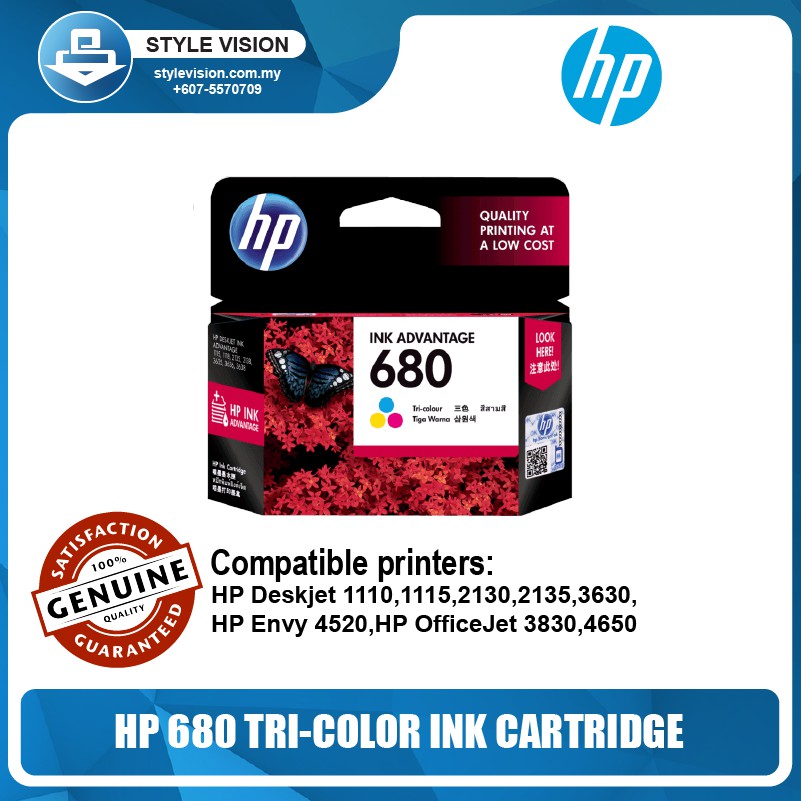 Original Ink HP 680 Black (F6V27AA/680) / Tri-color (F6V26AA/680 ...