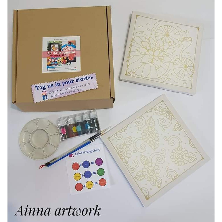DIY Batik Coloring Kit FLOWER Set 2 in 1 (20×20cm) | Shopee Malaysia