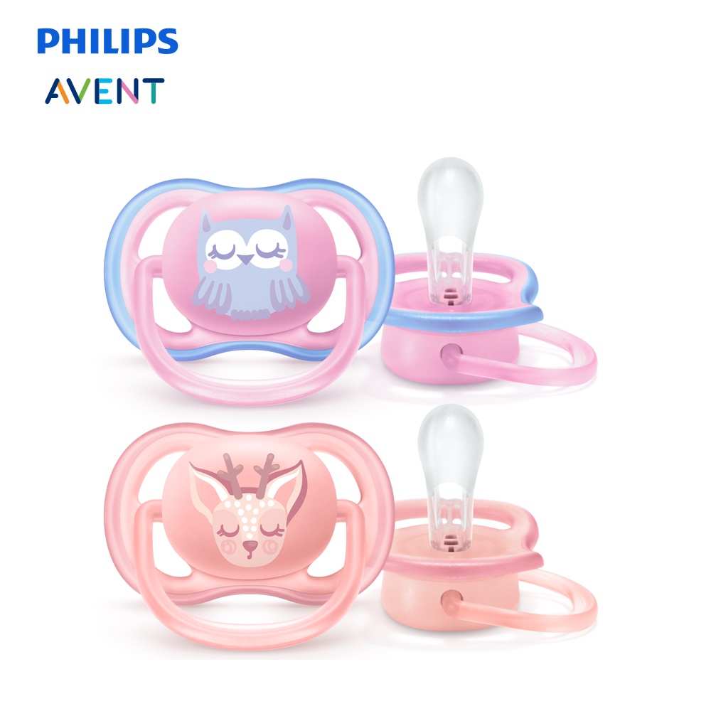 Philips Avent Ultra Air Pacifier 0-6m Girl (Pink/Orange x 2 pcs) SCF085 ...
