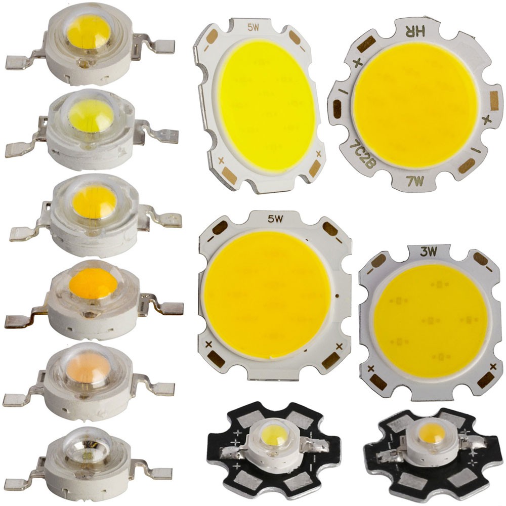 10pcs/Set High Power LED Chip 1W 3W 5W 7W COB Or With PCB LED Beads SMD LED Bead Warm/ Cold ...