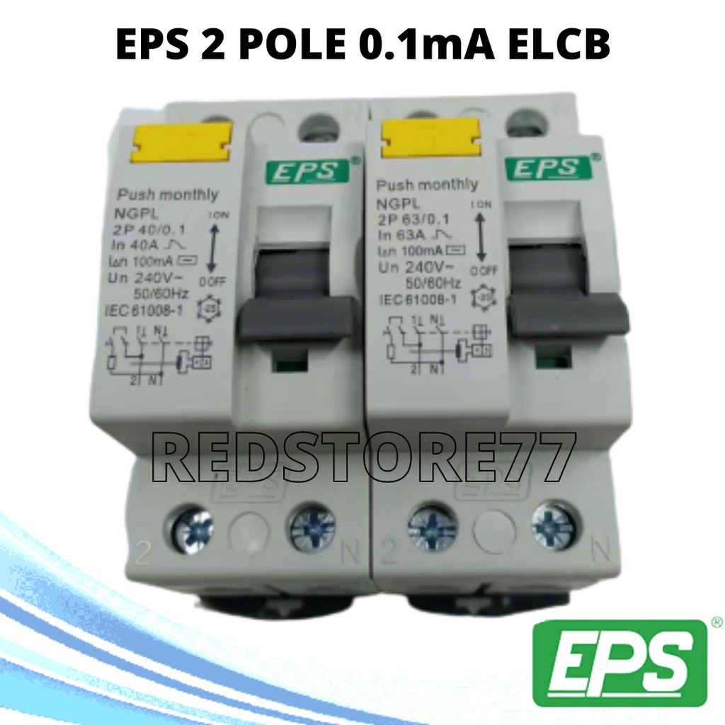 EPS 63A 40A 2 POLE 0.1A (100mA) ELCB EARTH LEAKAGE CIRCUIT BREAKER RCD ...