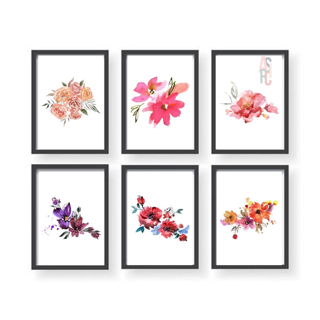 Frame Art Frame Poster Flower Watercolour Drawing Flowers In A3 A4 ...